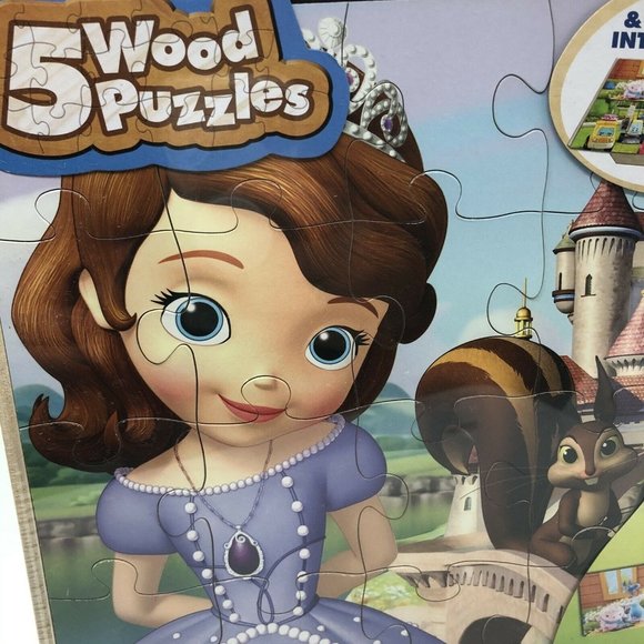 Cardinal | Toys | 5 Disney Junior Puzzles With Tray And Wood Storage ...